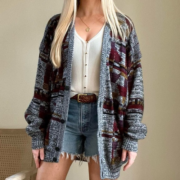 Vintage | Sweaters | Vintage Southwestern Abstract Geometric Patterned ...